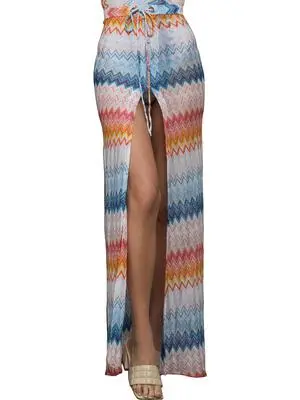 Missoni Long Skirt - Muticolor Shaded Chevron Raschel W Lurex