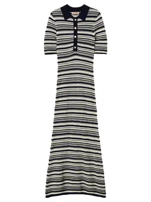 TWINSET Striped Knitted Dress - White