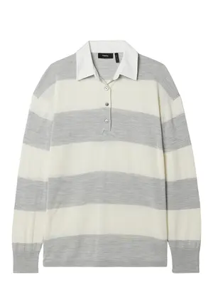 Theory Striped Cotton-blend Shirt - Gray