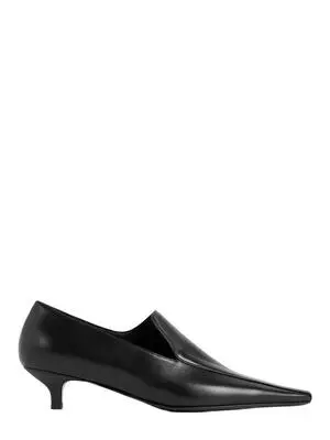TOTEME Leather Kitten Loafers - Black