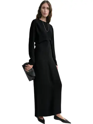 TOTEME Long-sleeve Slouch Waist Maxi Dress - Black