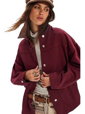 Free People We The Free Denim Jacket Cabernet