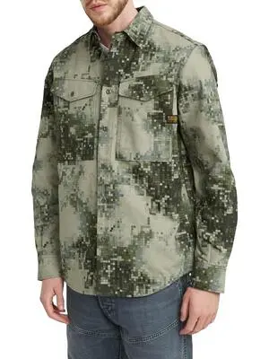 G-star Raw Cargo Pocket Cotton Button-up Overshirt Digi Camo