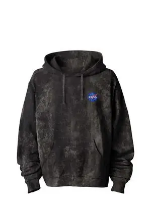 DALIX Nasa Embroidered Mineral Wash Hoodie - Black