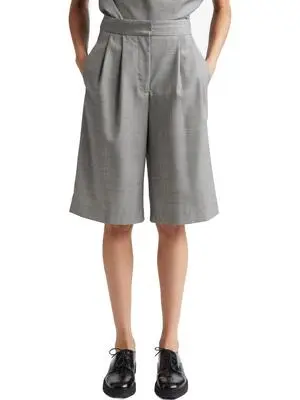 Loulou De Saison Soan Tailored Virgin Wool Bermuda Shorts - Anthracite