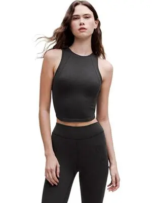 Lululemon Softy Suedey Crewneck Cropped Tank Top - Black