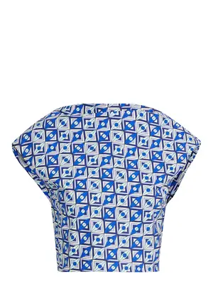 Emilio Pucci Cropped Printed Cotton-poplin Top - Blue