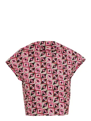 Emilio Pucci Cropped Printed Cotton-poplin Top - Pink