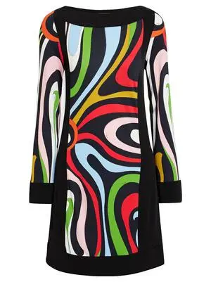 Emilio Pucci Printed Stretch-jersey Mini Dress - Black
