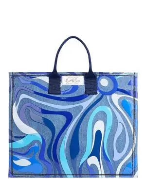 Emilio Pucci Marmo Appliquéd Denim Tote - Mid Denim