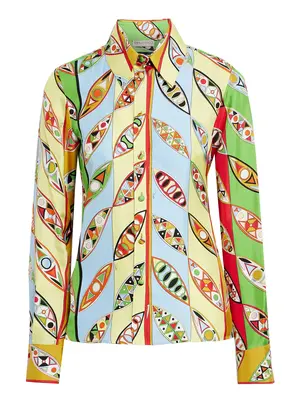 Emilio Pucci Printed Silk-twill Shirt - Yellow