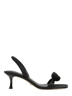 Paige Eva Rosette Satin Sandals - Black