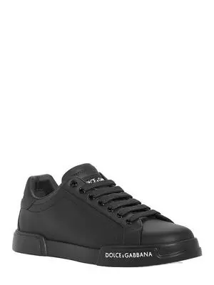 Dolce & Gabbana Low Top Leather Sneakers - Black