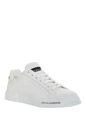 Dolce & Gabbana Low Top Leather Sneakers - White