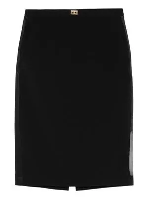 ELISABETTA FRANCHI Satin-Trim Crepe Midi Skirt