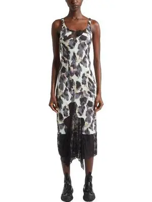 Collina Strada Anemone Satin & Lace Tank Dress - Snow Leopard