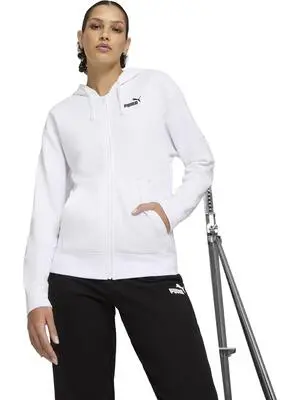 PUMA Essentials Small No. 1 Logo French Terry Full-zip Hoodie - White