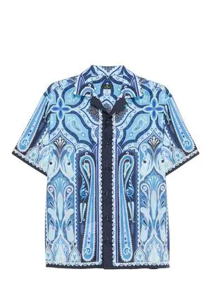 Etro Paisley-print Bowling Shirt - Blue
