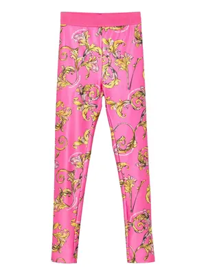 Versace Barocco-print Leggings - Pink