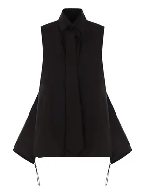 Yohji Yamamoto Tie-detail Sleeveless Shirt - Black