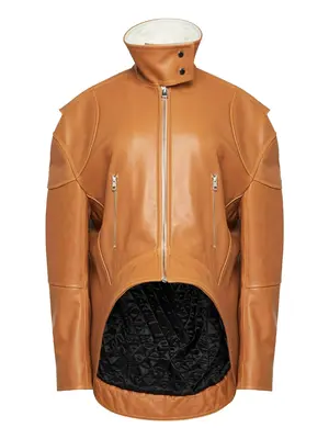 JW Anderson Curved Leather Jacket - Brown