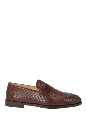 Brunello Cucinelli Leather Penny Loafers - Brown