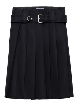 Prada Pleated Gabardine Skirt - Navy
