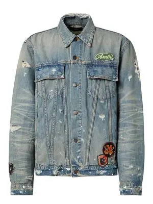 Amiri Vintage Pegasus Distressed Denim Jacket - Blue