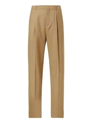 Saint Laurent High-rise Tapered Wool Gabardine Trousers - Beige