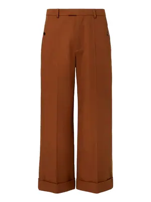 Valentino Garavani Cropped Wide-leg Pants - Brown