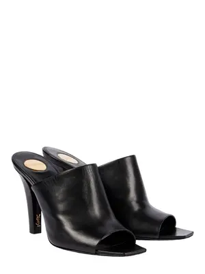 Saint Laurent Jill 95 Leather Mules - Black