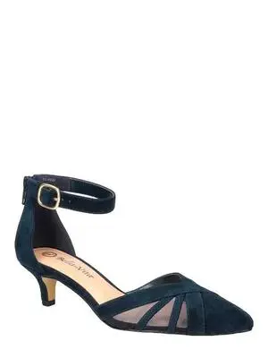 BELLA VITA Bella Vita Malani Pointed-Toe Kitten Heel Pumps Navy Suede