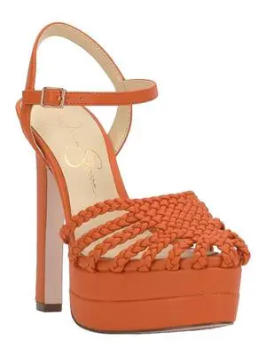 Jessica Simpson Inaia Basketweave Platform Pumps - Orange 01