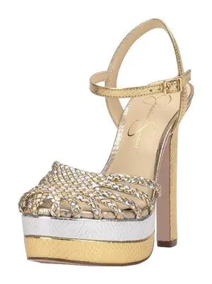 Jessica Simpson Jessica Simpson Inaia Basketweave Platform Pumps Silver/ Gold