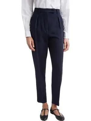 MAX MARA STUDIO Eguale Pleated Crepe Pants - Navy
