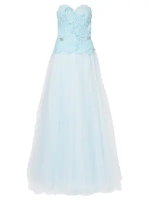 COSTARELLOS Costarellos Edra Floral Tulle Gown