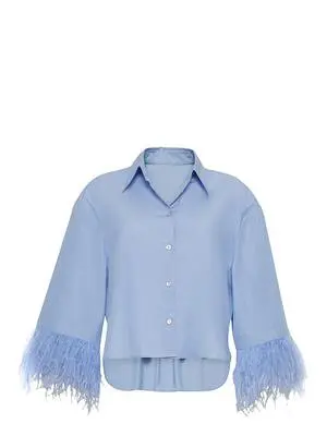 Cara Cara Chester Feather-trimmed Shirt - French Blue Shirting