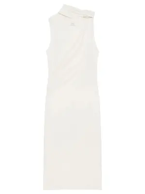 COURREGES Draped-detail Midi Dress - Neutrals