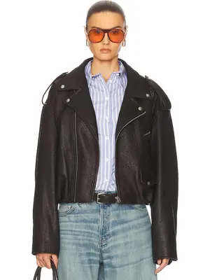 Acne Studios Liso Leather Jacket - Dark Brown