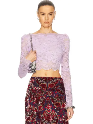 Rabanne Long Sleeve Lace Top - French Lavander