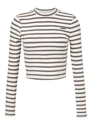 SISTERS & SEEKERS Striped Stretch-woven Top - White