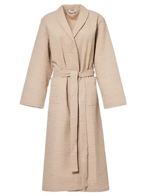 Lounge Waffle Textured Cotton-blend Dressing Gown - Mink