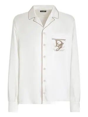 Dolce & Gabbana Silk Vanity Shirt With Logo Embroidery - White