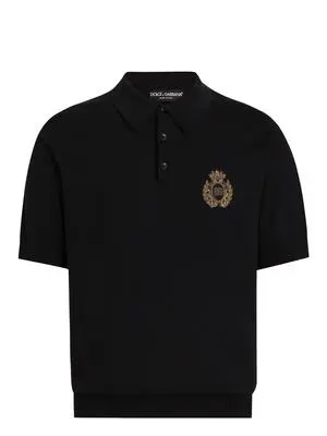 Dolce & Gabbana Cotton Polo-shirt With Heraldic Patch - Blue