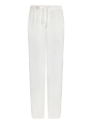 Dolce & Gabbana Silk Pajama Pants With Logo Embroidery - White