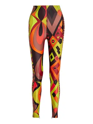 Emilio Pucci Printed Stretch Leggings Lime Green