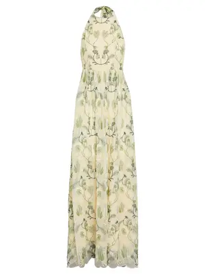 Agua Bendita Acanella Embroidered Tulle Maxi Dress - Cream