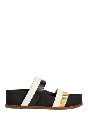 Gabriela Hearst Striker Colorblock Platform Slides - Black