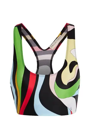 Emilio Pucci Printed Stretchjersey Sports Bra Black