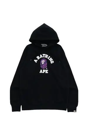 A BATHING APE Camo College Pullover Hoodie - Black/purple